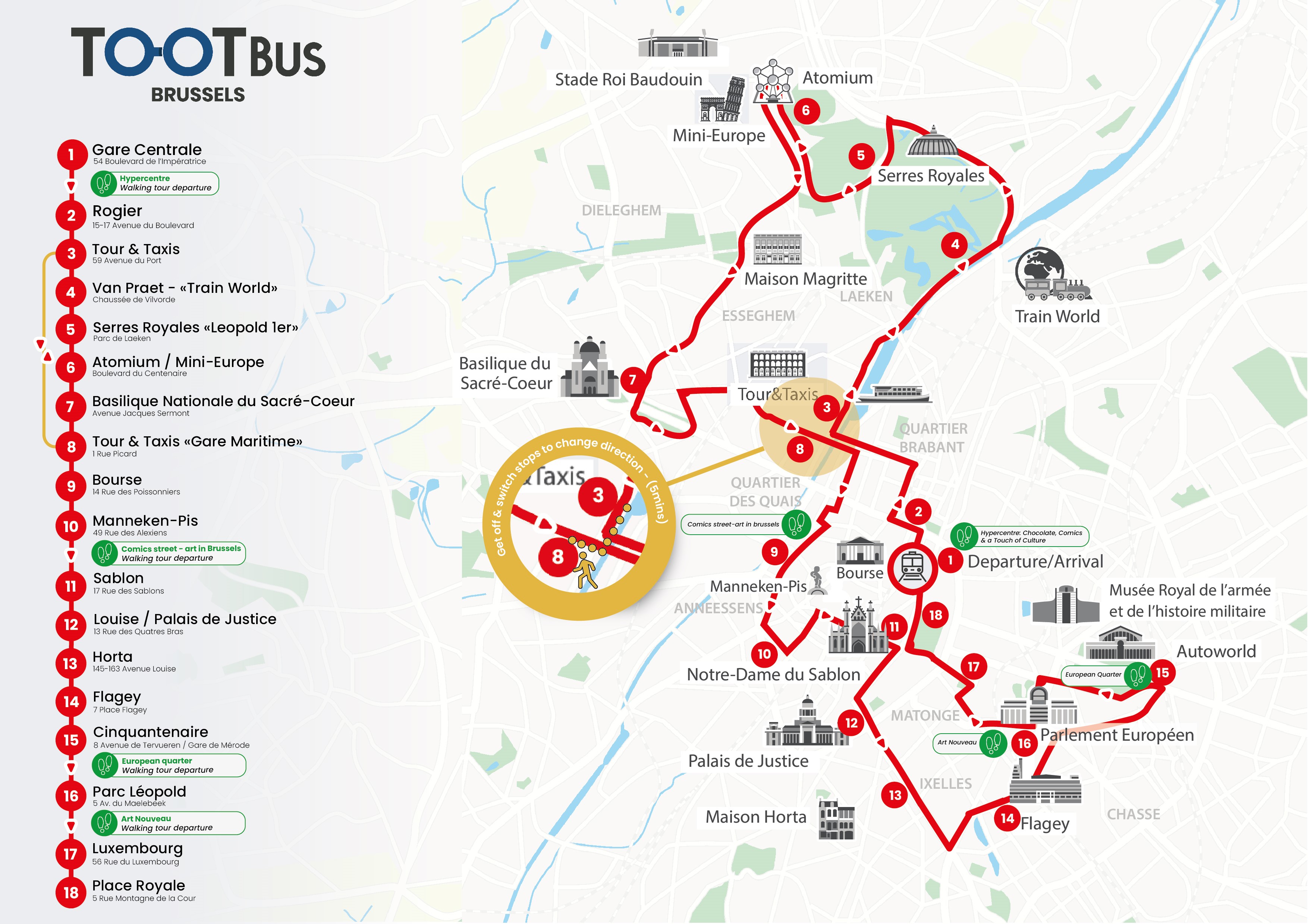 Tootbus Brussels: Hop-On, Hop-Off & Mini Europe Ticket
